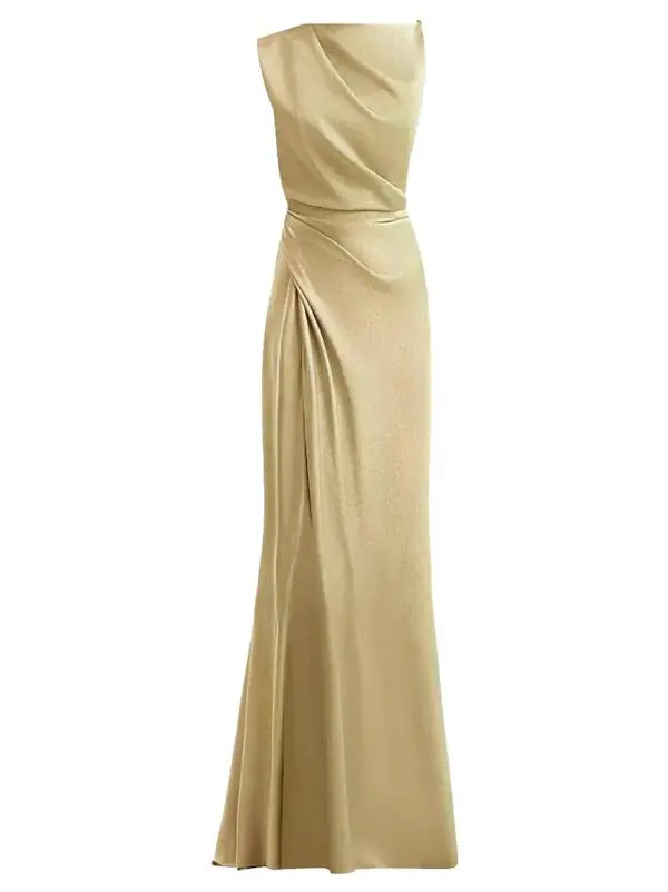 GEMY MAALOUF Asymmetrical Draped Maxi Dress - Neutrals