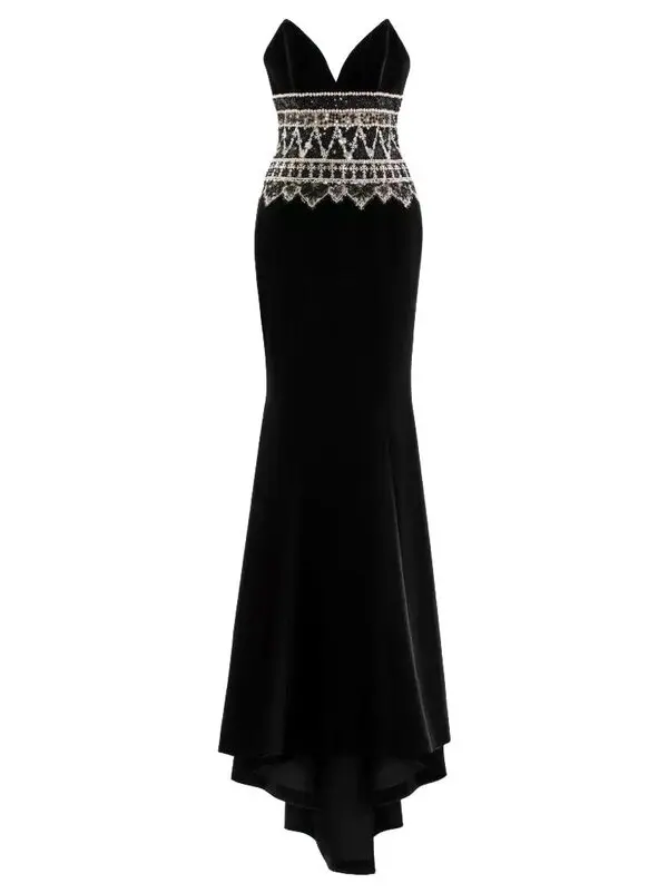 SAIID KOBEISY Strapless Embroidered Dress - Black