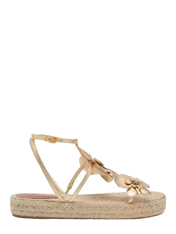 Zimmermann Orchid Floral-embellished Espadrilles - Gold