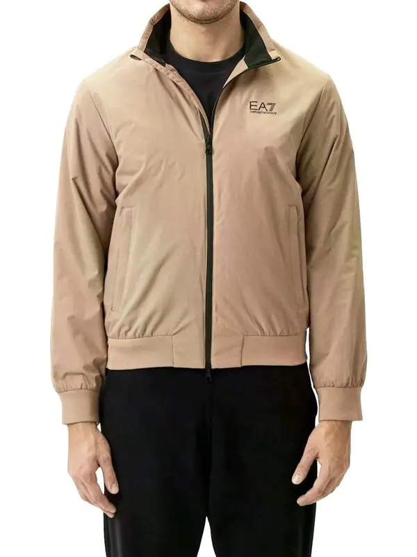 Emporio Armani Logo Detail Zip-up Jacket - Neutrals