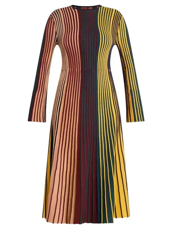 SIMONMILLER Celia Striped Long-sleeve Midi Dress - Brown