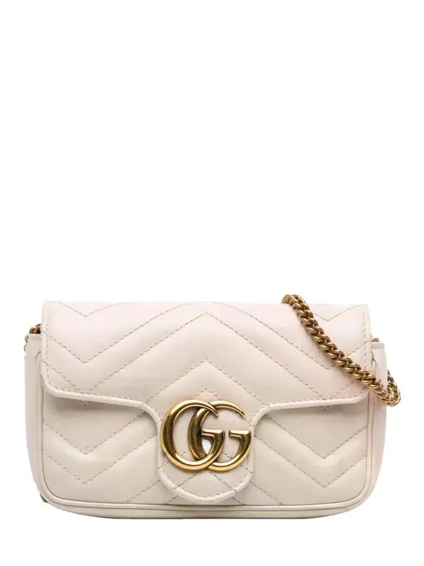 Gucci Mini Gg Marmont Matelasse Leather Flap Crossbody Bag - White