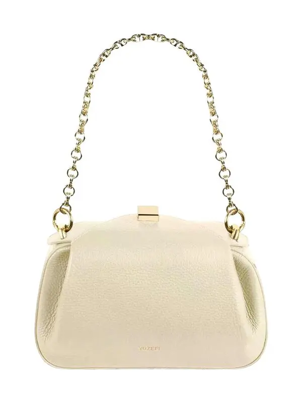 Yuzefi Mini Oyster Pebbled Clutch Shoulder Bag - Neutrals