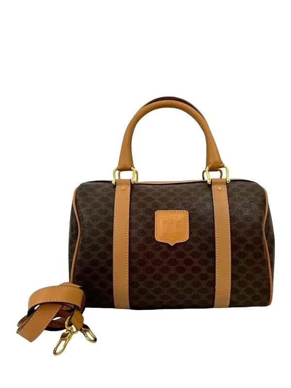 Celine 2014 Macadam Coated Canvas Satchel - Brown