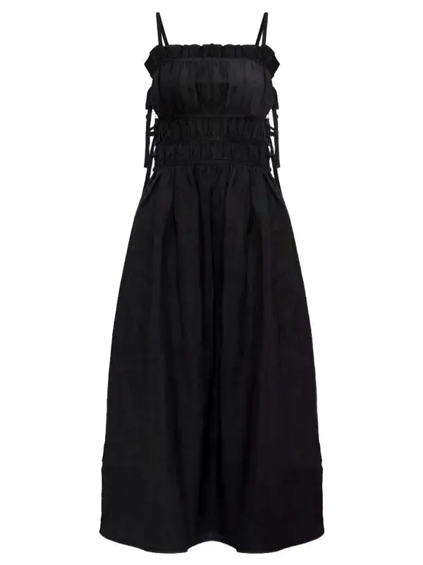 Cult Gaia Ruffled Tie Midi Dress - Black