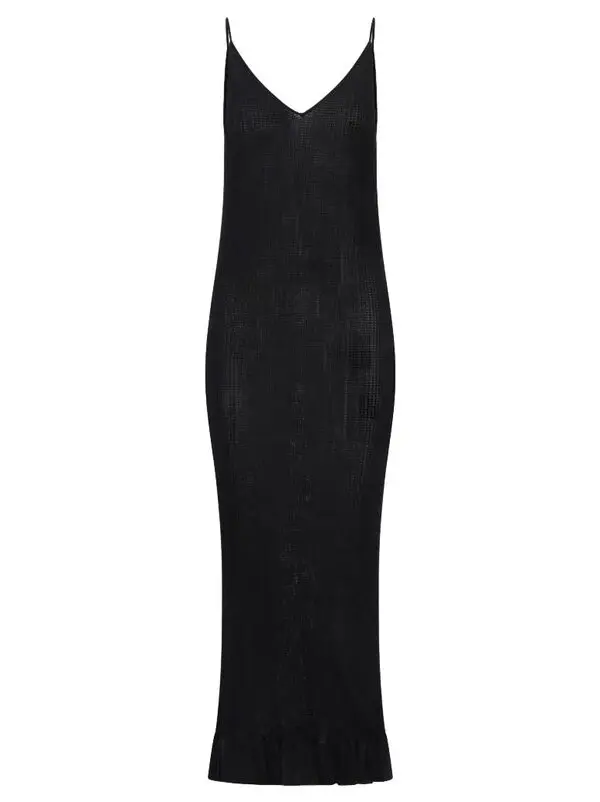 JIL SANDER V-neck Ruffled Midi Dress - Black