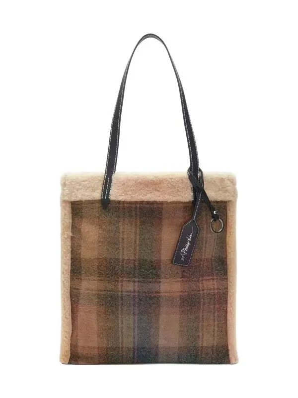 3.1 Phillip Lim Plaid Shearling Trim Tote - Brown