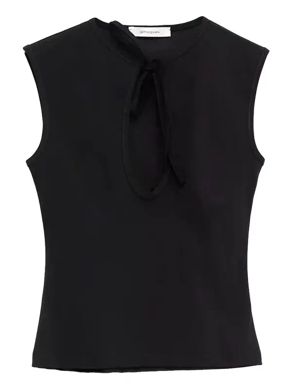 Gimaguas Anis Open-front Tie Top - Black