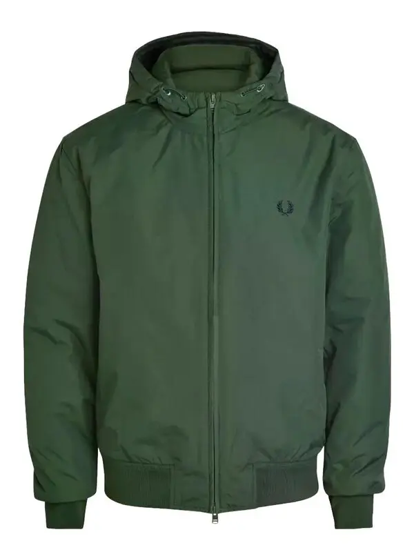 Fred Perry Hooded Logo-embroidered Jacket - Green
