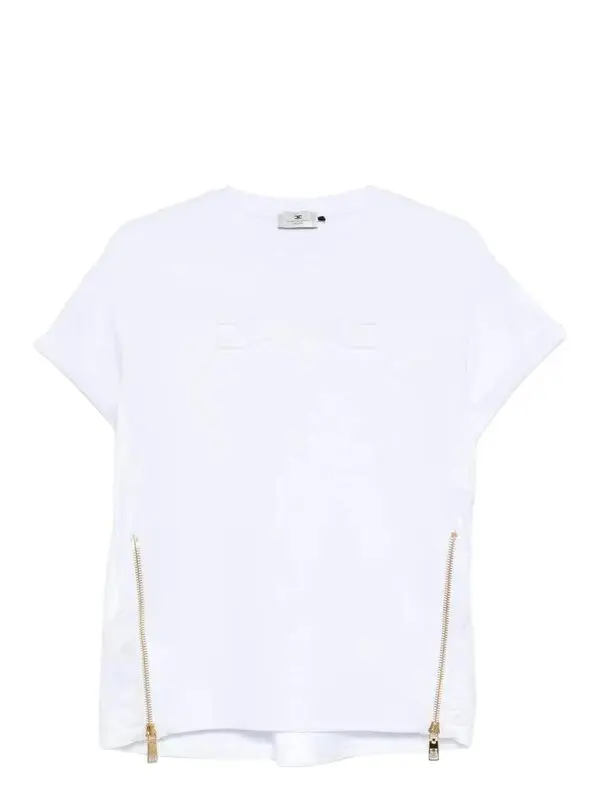 Elisabetta Franchi Embossed Zip T-shirt - White