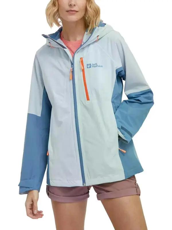 JACK WOLFSKIN Eagle Peak Hooded Colour-block Jacket - Blue
