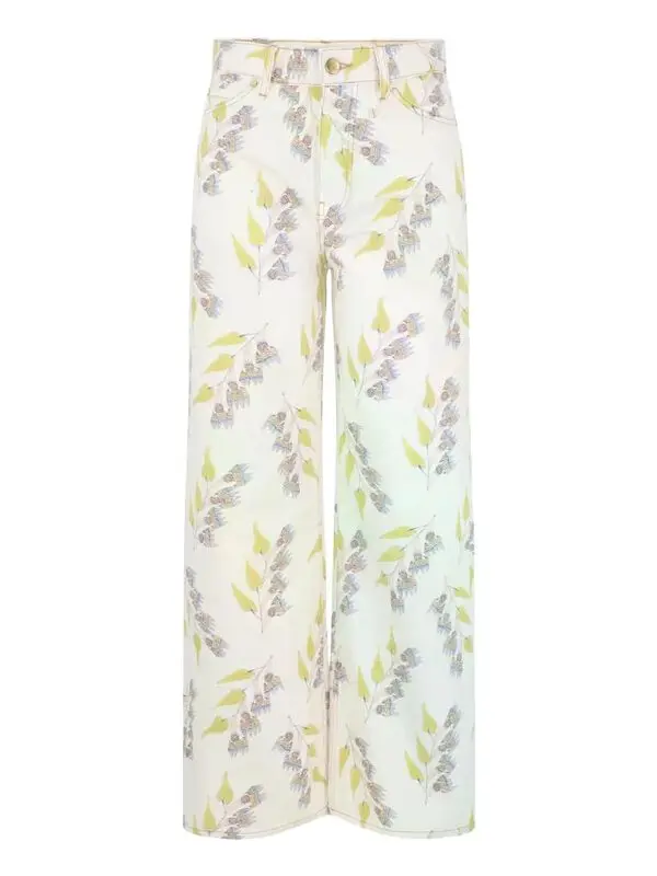 Ulla Johnson Willow Floral-print Wide-leg Jeans - Neutrals