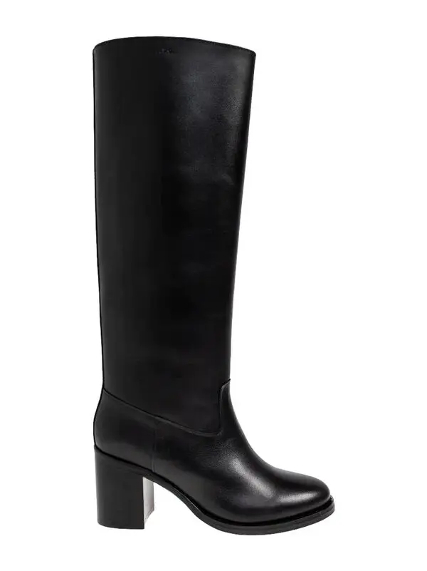 A.p.c. Block-heel Leather Knee-high Boots - Black