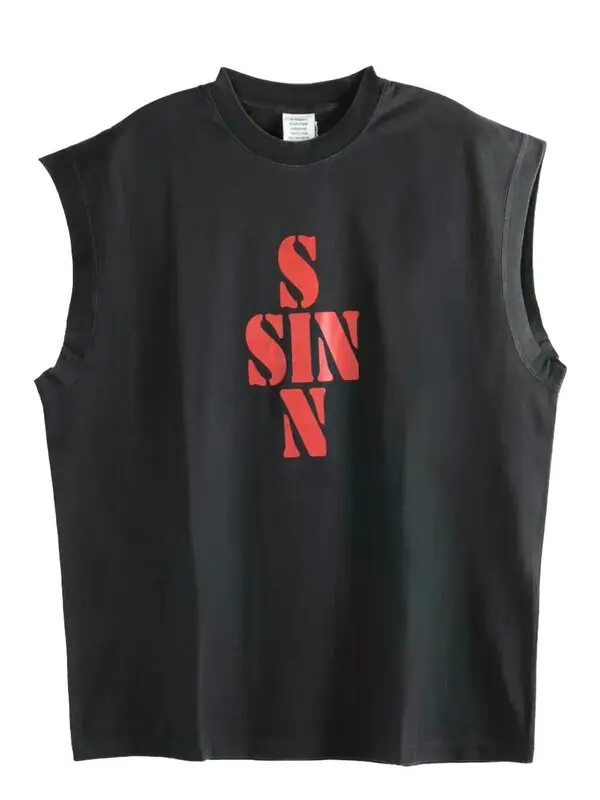 Vetements Graphic Sleeveless T-shirt - Black