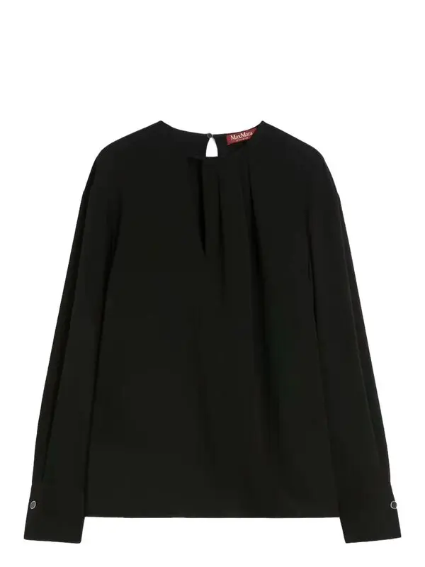 Max Mara Pleated Keyhole Blouse - Black