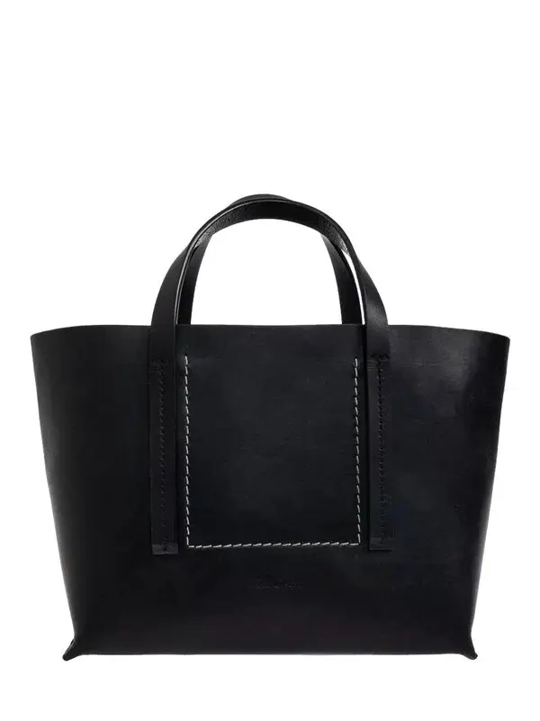 Rick Owens Topstitch Leather Tote Bag - Black