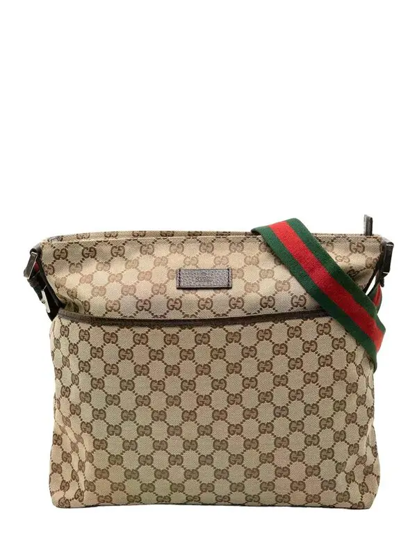 Gucci Gg Canvas Web Crossbody Bag - Brown
