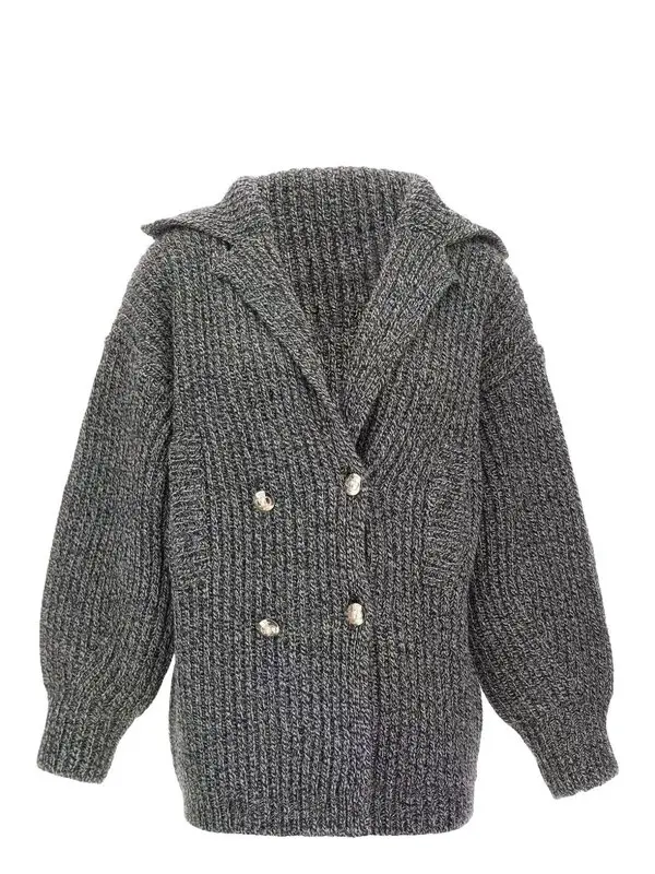 Liu Jo Ribbed Double-breasted Cardigan - Grey