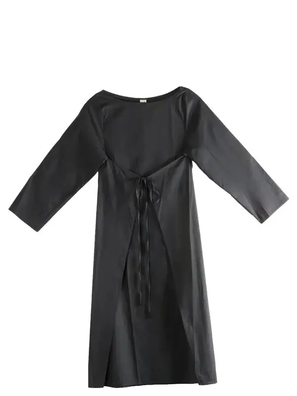 BASERANGE Tie Long-sleeve Midi Dress - Black