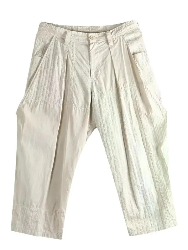 Y’s Pleated Textured Trousers - Neutrals