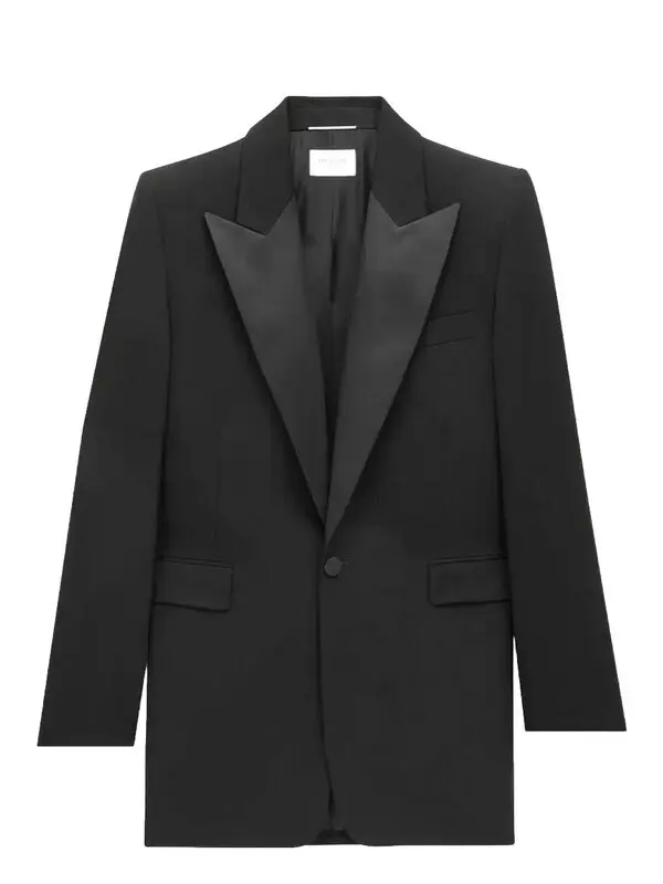 Saint Laurent Shawl-lapel Wool Jacket - Black