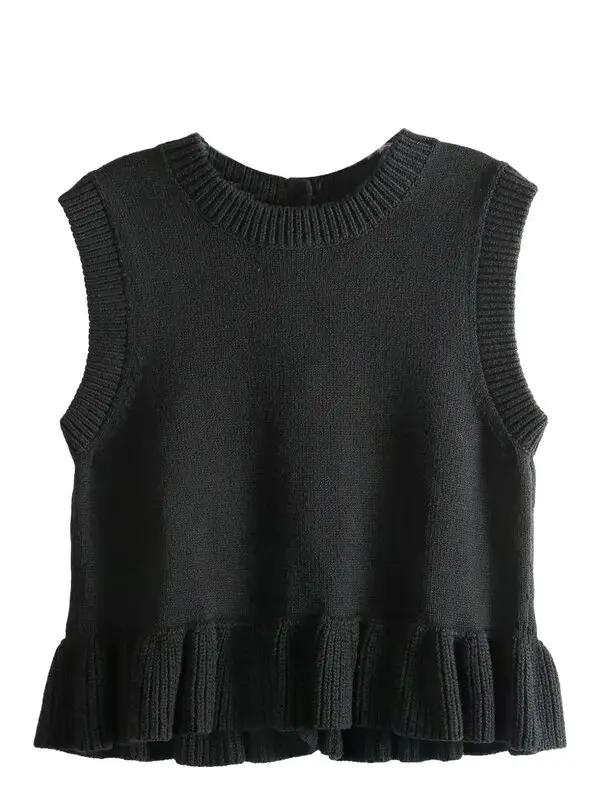 Cecilie Bahnsen Ruffled Sleeveless Top - Black