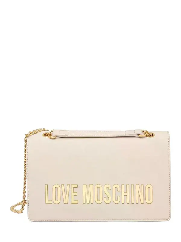 Moschino Logo Chain Shoulder Bag - Neutrals