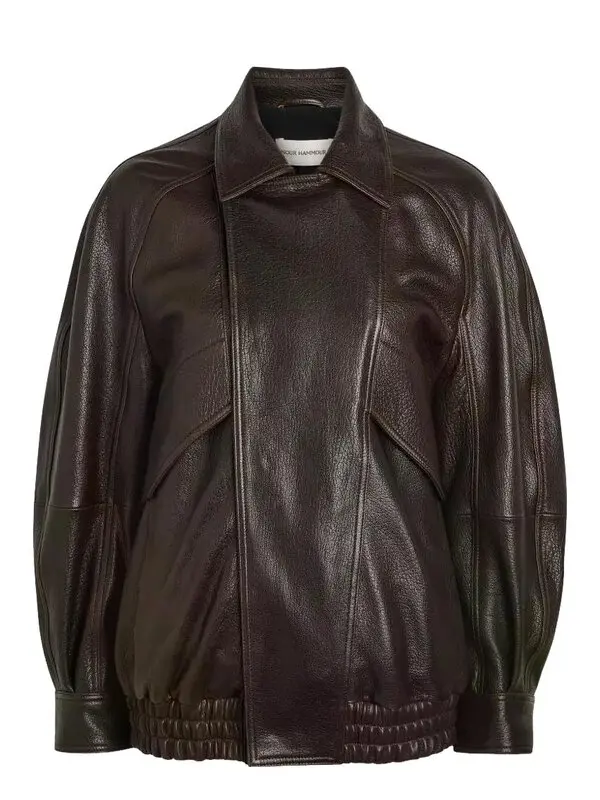 Nour Hammour Raglan-sleeve Leather Jacket - Brown