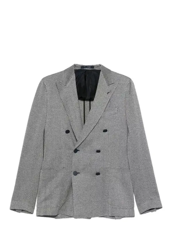 Tagliatore Herringbone Double-breasted Blazer - Blue
