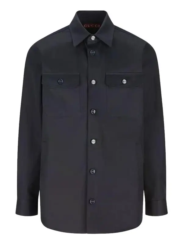 Gucci Monogram-button Shirt - Blue