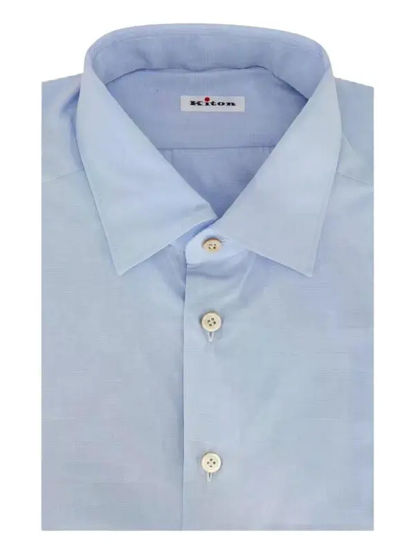 Kiton Point-collar Button Shirt - Blue