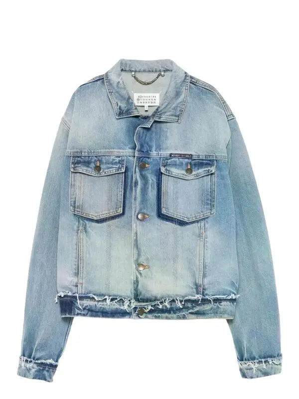 MAISON MARGIELA Frayed-hem Denim Jacket - Blue