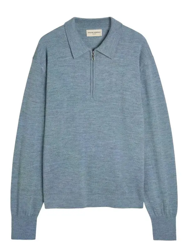 Officine Générale Half-zip Polo Sweater - Blue
