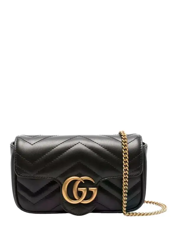 Gucci Chevron-quilted Crossbody Bag With Gg Logo - Black