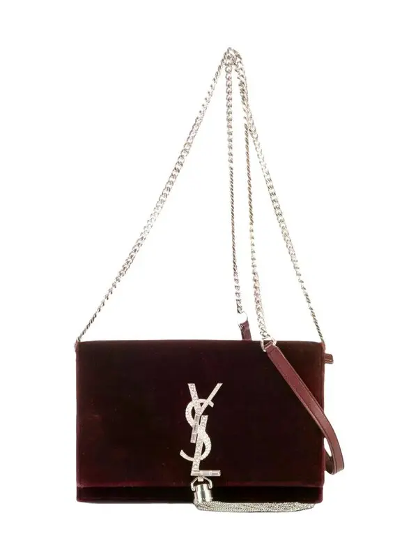 Saint Laurent Velvet Shoulder Bag - Red