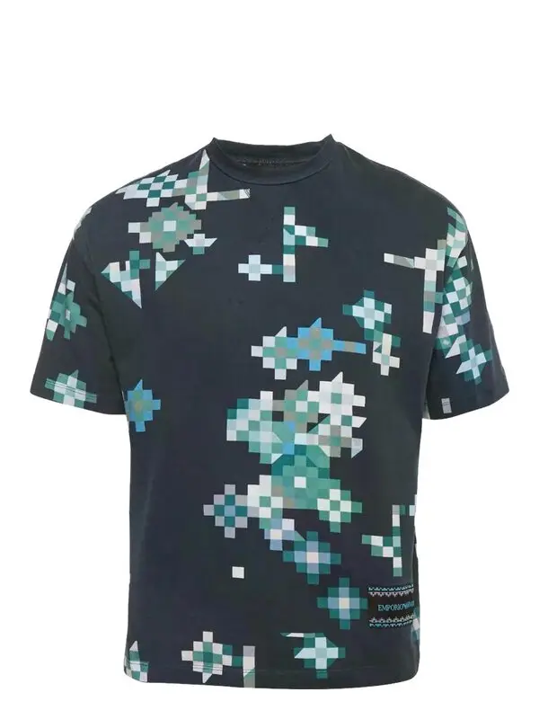 Emporio Armani Geometric-print T-shirt - Blue