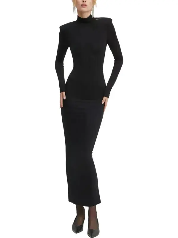 LA MANIA Turtleneck Open-back Maxi Dress - Black