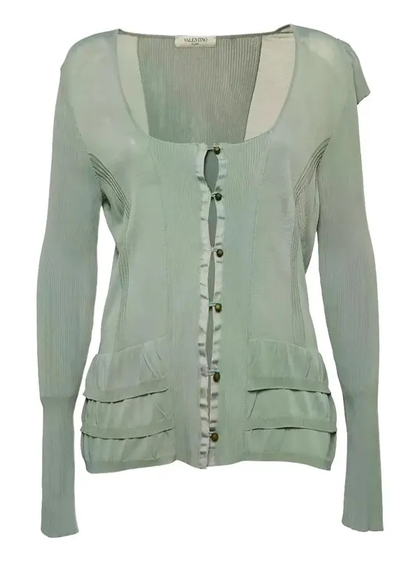 Valentino Garavani Ruffled Button Jersey Cardigan - Green