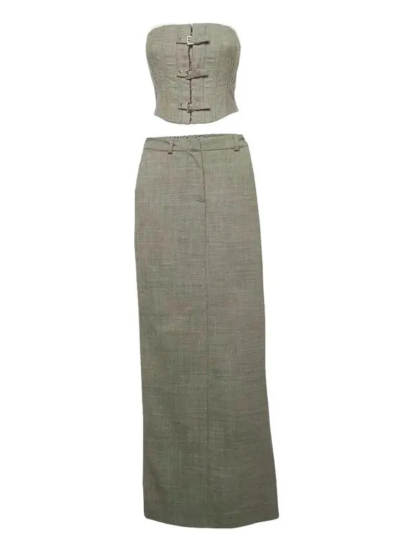 Alessandra Rich Corset Skirt Set - Grey