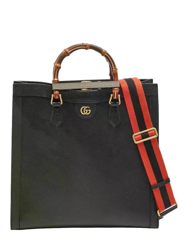 Gucci Diana Bamboo Leather Tote Bag - Black