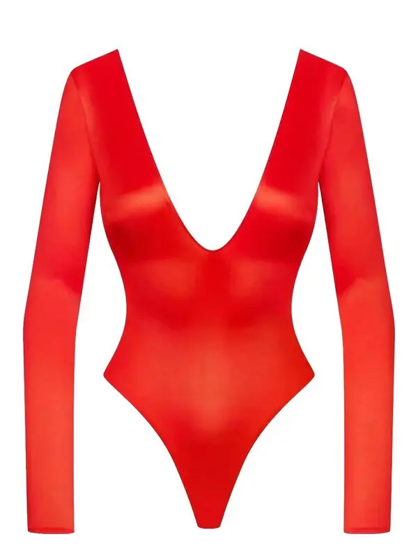 MAISON CLOSE Open-back Long-sleeve Bodysuit - Red