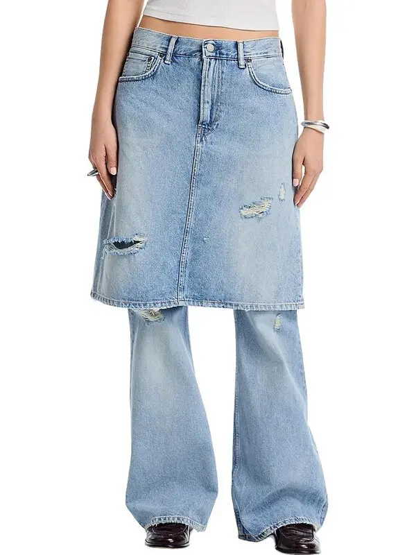 Acne Studios Layered Denim Skirt Jeans - Light Blue
