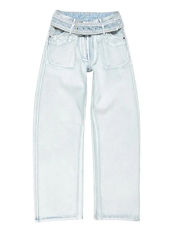 Acne Studios Belted Straight Leg Jeans - Blue/white