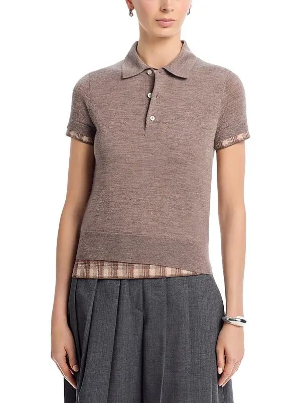 Acne Studios Layered Wool Knit Top - Light Brown