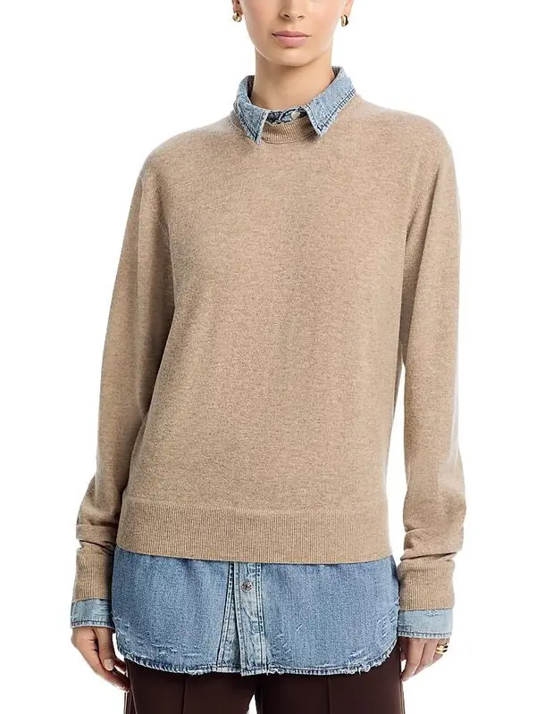 Acne Studios Layered Denim Shirt Sweater - Beige