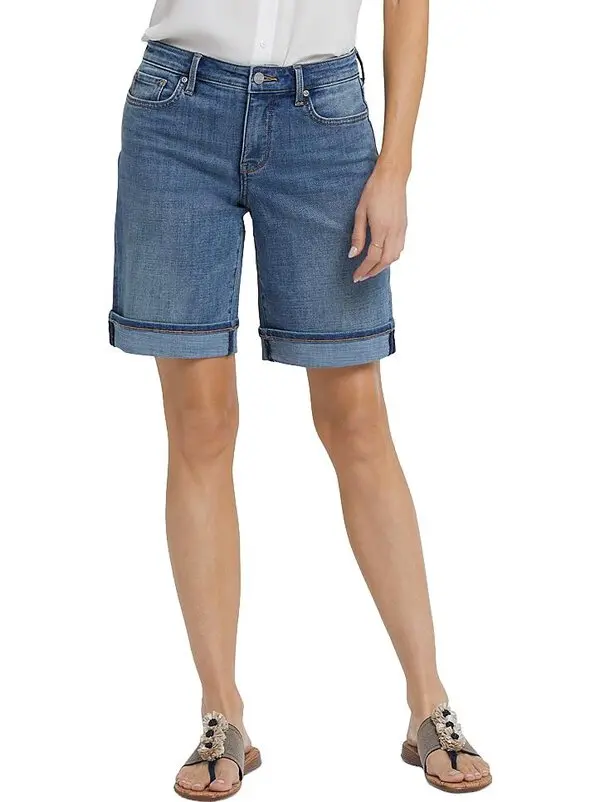 NYDJ Lilly High-rise Denim Shorts With Cuffs - Majorca Bay