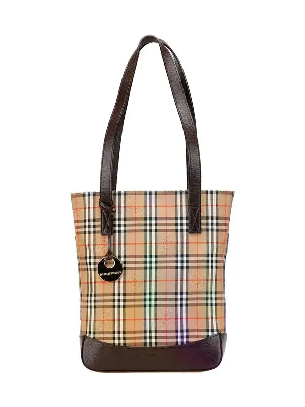 Burberry Haymarket Check Canvas Tote Bag - Brown