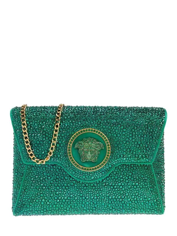 Versace Stud-embellished Clutch Bag - Green