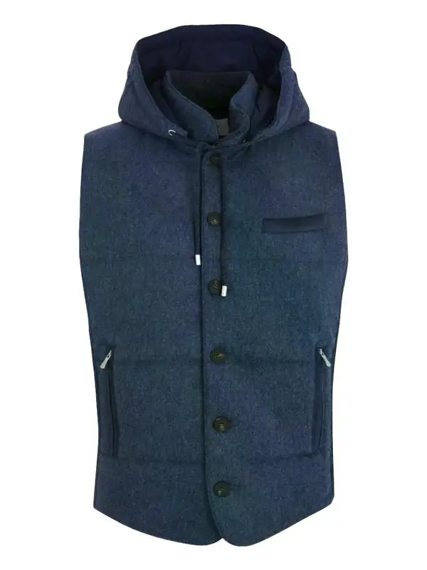 GRAN SASSO Button-fastening Hooded Gilet - Blue