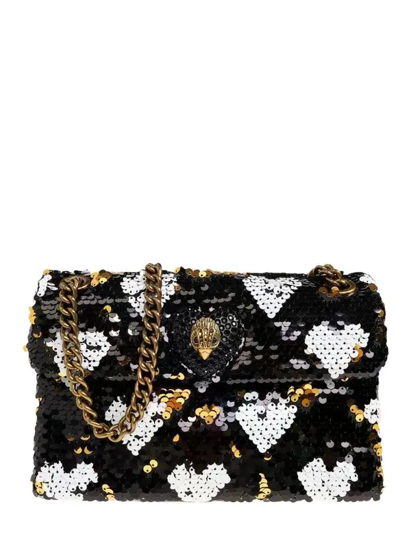 Kurt Geiger Sequin Heart Chain Shoulder Bag - Black